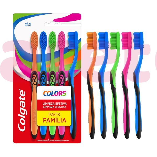 CEPILLO DENTAL COLGATE COLORS PACK FAMILIA X 5 UN