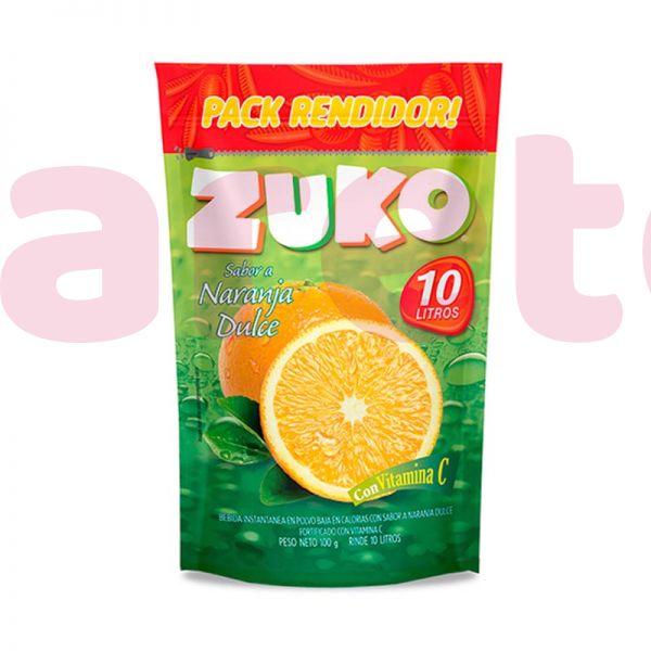 JUGO POLVO ZUKO NARANJA DULCE 10 LTS 100 GRS