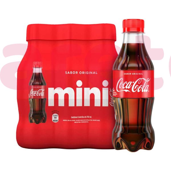 MINI PACK GASEOSA COCA COLA X 6 UNDS P5 X 250 ML