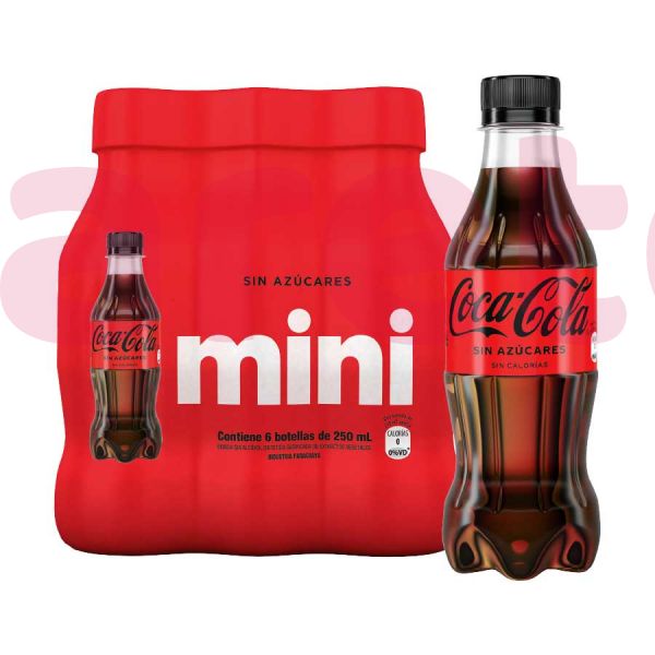 MINI PACK COCA COLA S/AZUCAR LL5 P6 X6 UNDS 250 ML