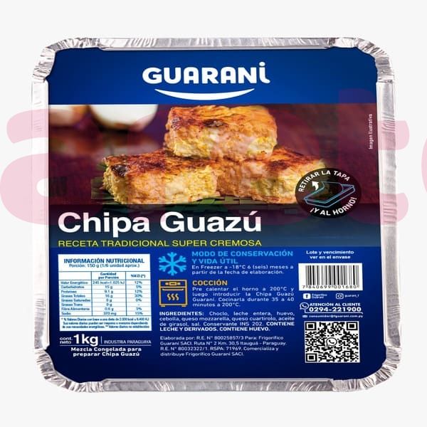 CHIPA GUAZU GUARANI CONGELADO EN BANDEJA 1KG