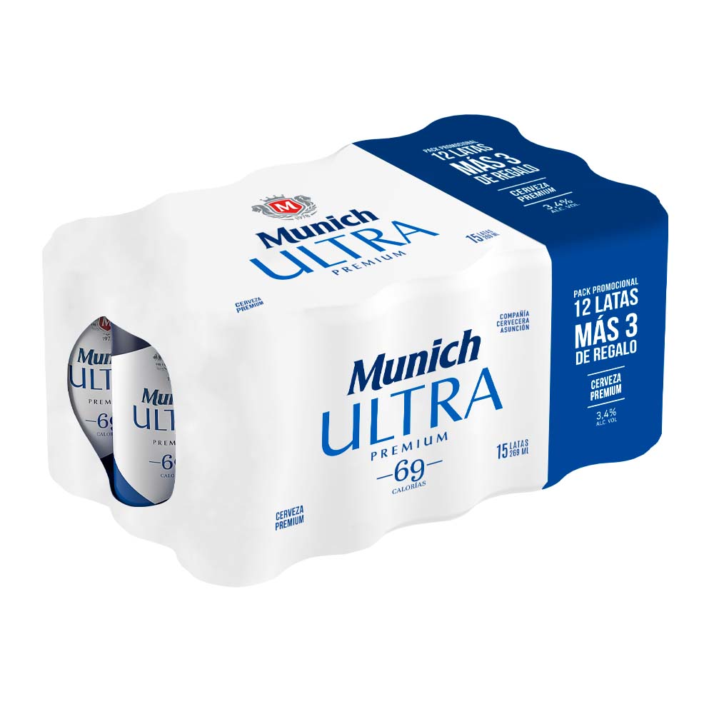 PACK X 15 UN CERVEZA MUNICH ULTRA PREMIUM 269ML